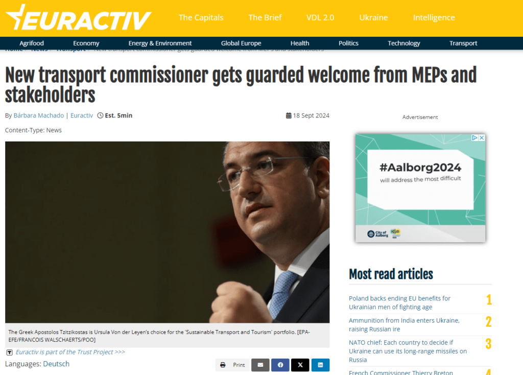 New transport commissioner gets guarded welcome from MEPs and ...