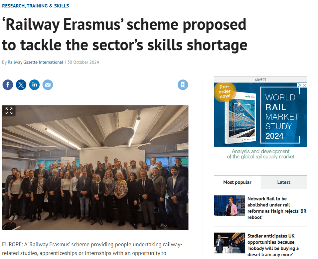 ‘Railway Erasmus’ scheme proposed to tackle the sector’s skills ...